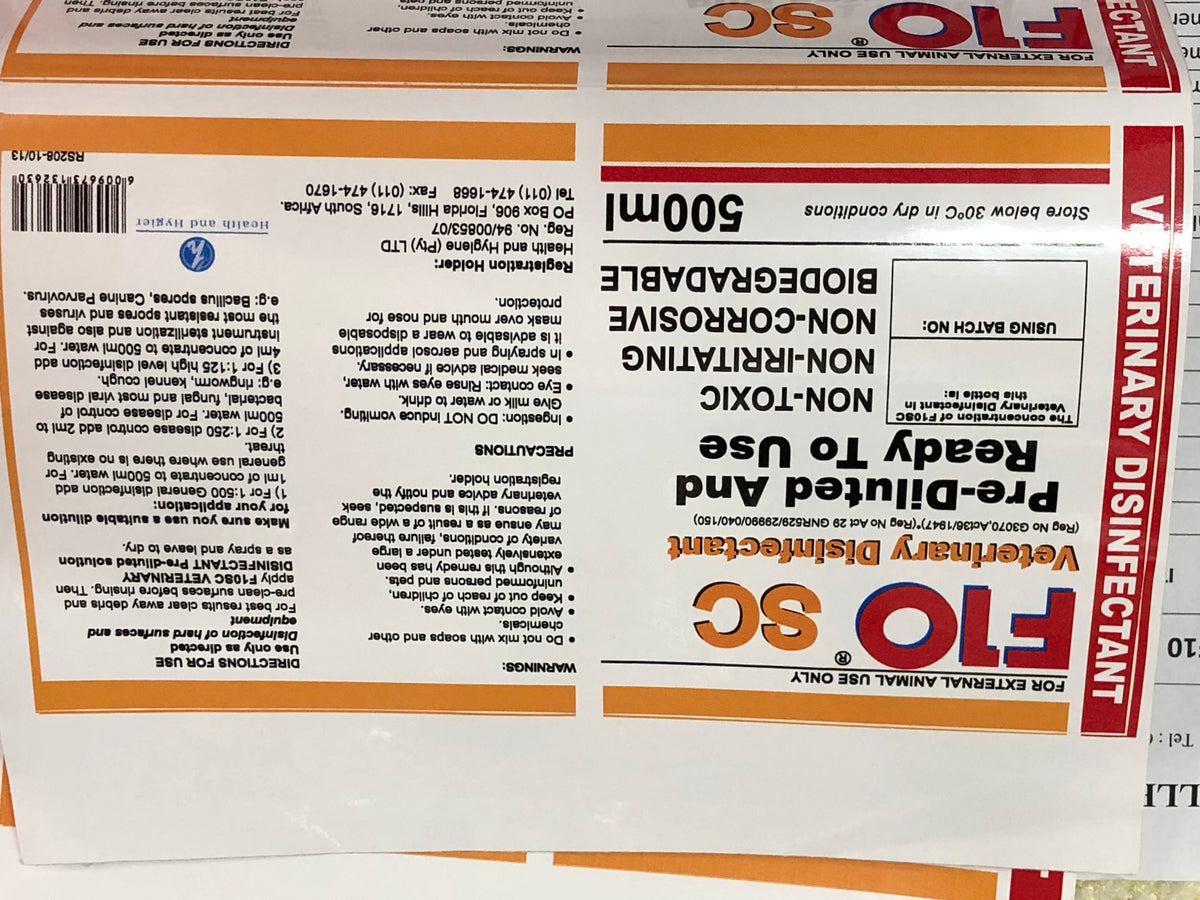 F10 SC Veterinary Disinfectant 500 ml diluted 1:250 safe for all pets ...